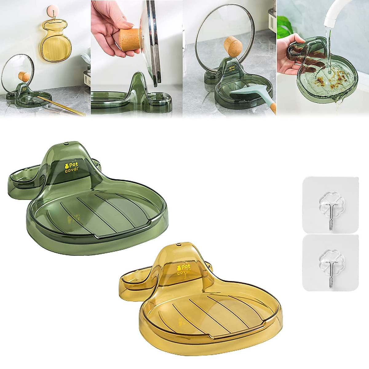 Multifunction Kitchen Spatula Rack, 2023 New Multifunction Kitchen Spatula Rack, Versatile Pot Lid Ladle Holder, Food Grade Plastic Spoon Holder for Multiple Utensils (F)