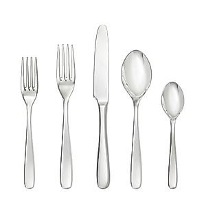 Fortessa Grand City 18/10 Stainless Steel Flatware, 5 Piece Place Setting, Service for 1 , Silver -
