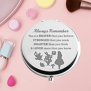 KEYCHIN Princess Pocket Mirror Fairy Tales Gift Always Remember You are Braver Stronger Smarter Than You Think Compact Makeup Mirror for Women Girls Teenagers (A Princess-S)