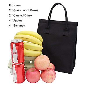 Insulated Lunch Bag Tote Leakproof Lunch Container Bag Durable Lunch Box for Adults Women Men Reusable Cooler Bag for Work Shopping Picnic (Black)