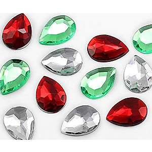 Allstarco 18x13mm Flat Back Teardrop Acrylic Rhinestones Plastic Gems for Jewelry Making Costume Jewels Cosplay Card Making Embelishments Crafts - 30 Pieces (Pink H112)