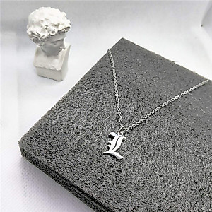 Elefezar Old English Initial Pendant Necklace Letter L Womens Gifts