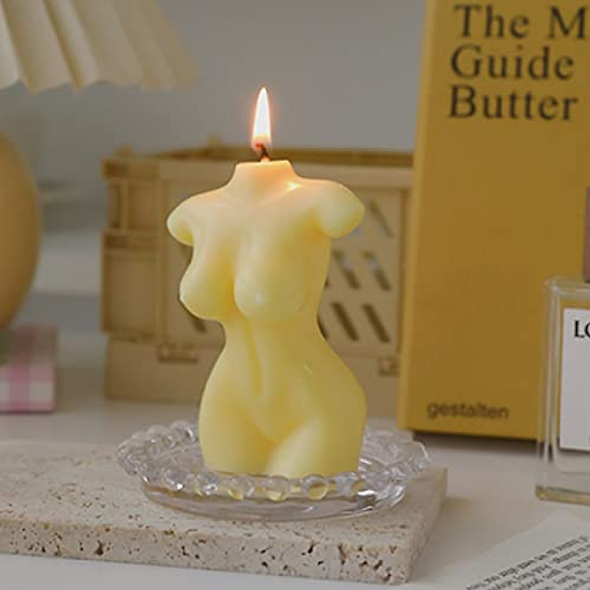 2 Pieces Bubble Candle - Cube Soy Wax Candles,Female Body Shaped Candle, Hand Poured Scented Candle, Cute Wax Candles Home Decor and Gifting (Creamy White )