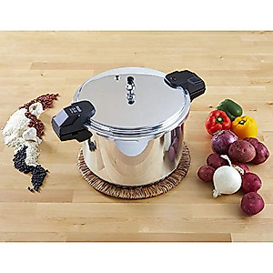 IMUSA USA A417-80807 16Qt Jumbo Stovetop Pressure Cooker with Regulator and Side Handles, Silver