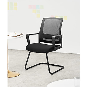 CLATINA Waiting and Guest Chairs for Conference Room with Lumbar Support and Mid Back Mesh Space Air Grid Series Black 1 Pack
