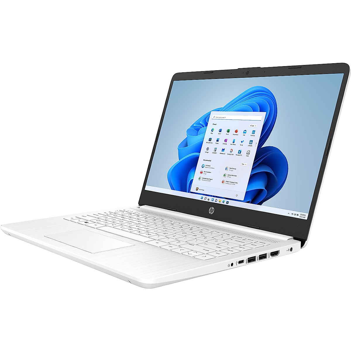 2022 Newest HP Stream 14" HD Laptop, Intel Celeron N4020(up to 2.8GHz), 8GB RAM, 128GB Space(64GB eMMC+64GB Card), 1-Year Office 365, WiFi, HDMI, USB-C, Webcam, Bluetooth, Windows 11S, White+JVQ MP
