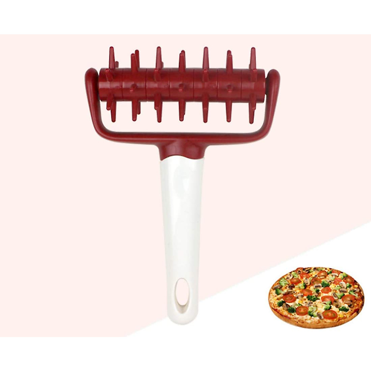 Pizza Dough Docker Docker Dough Bubble killer Time-Saver Pizza Dough Roller Docker Dough Blistering Killer (Red)
