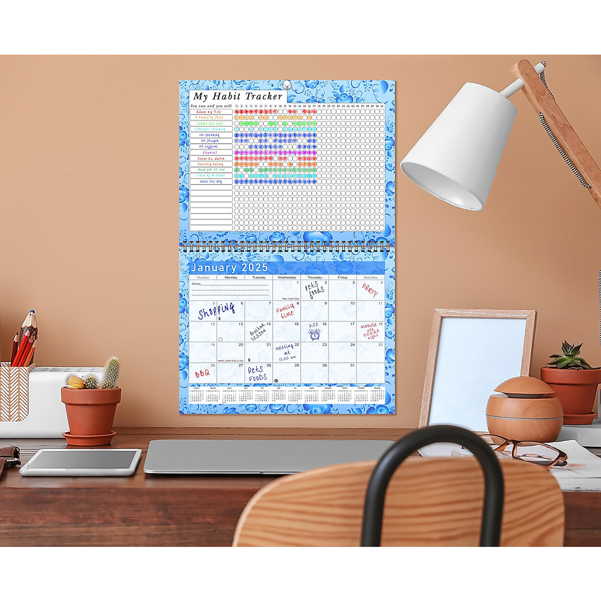 2025 Monthly Desktop/Wall Calendar/Planner - Habit Tracker - Daily, Weekly & Monthly Goal Motivational Habit Tracking Journal Inspirational - (Edition #019)