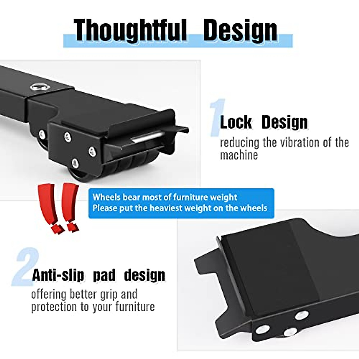 TheElves Extendible Appliance Rollers, Adjustable Appliance Slider, Heavy Duty Appliance Rollers with Wheels for Washing Machine, Washer and Dryer, Drawers,refrigerators, Support 660 LB-Black