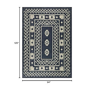 Antep Rugs Patio 8x10 Outdoor/Indoor Southwest Aztec Native Area Rug (Blue, 7'10" x 10')