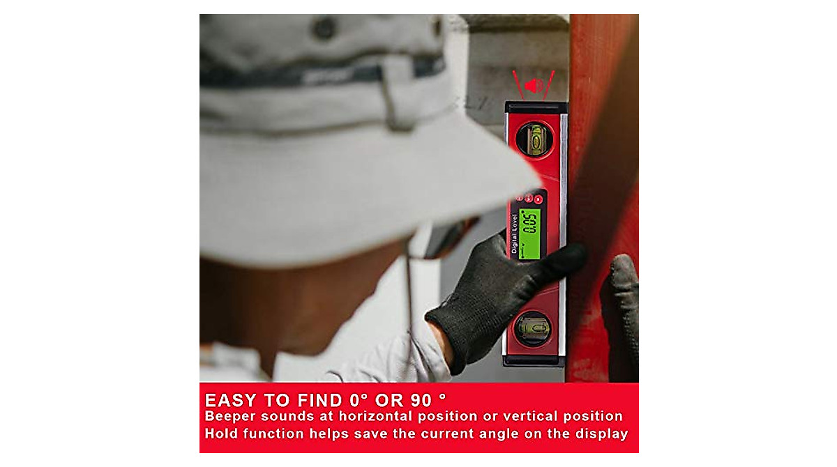 Digital Level & Protractor - 10" LED Inclinometer Tool