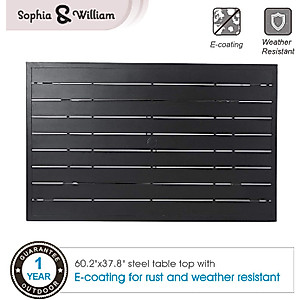 Sophia & William Patio Dining Set 7 Piece Wicker Outdoor Table and Chairs Furniture Set, 6 High-Back Rattan Chairs and 1 Metal Rectangular Dining Table with Umbrella Hole