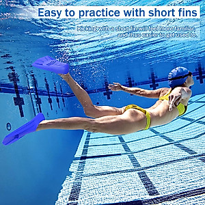 Gintenco Swim Fins, Kids Swim Training Fins for Lap Swimming, Travel Size Flippers with Mesh Bag, Silicone Swimming Fins for Kids Teens Adults Women Men