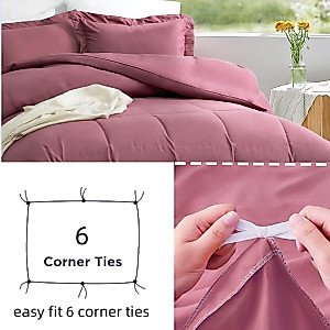 L&son Duvet Cover Set 3 Pieces All Season Warm Breathable and Soft Material Brushed Microfiber 3 Pieces - Queen Size Rose Pink