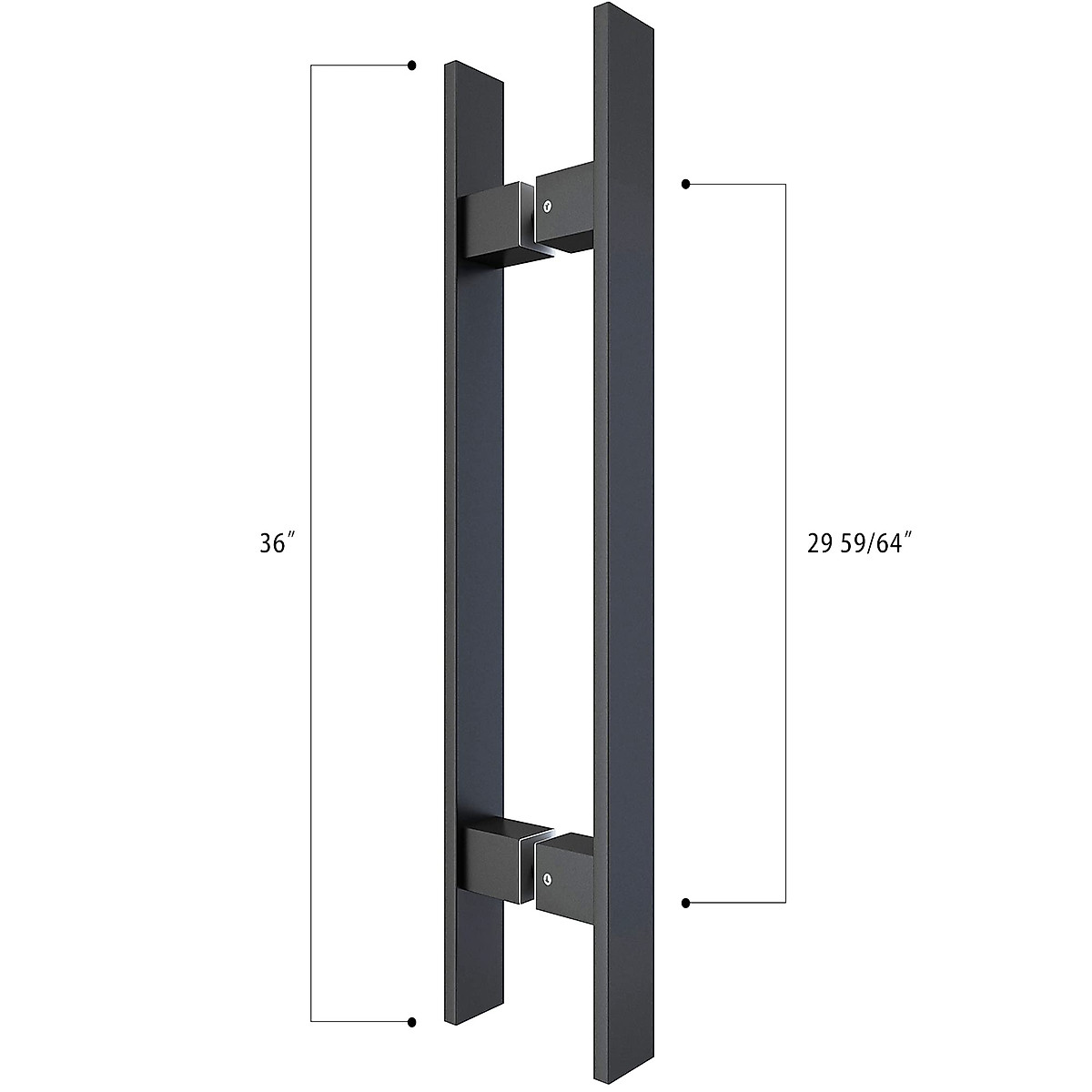 BARNSMITH 36" Barn Door Push Pull Handle,Heavy Duty Grade-304 Stainless Steel Square Commercial Door Handle,Entrance Entry Front Door Handle Office Handle Pull Set for Wood Door Glass Door,Black