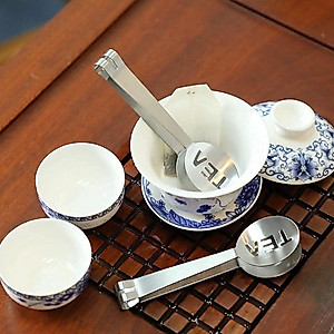 Ousyaah Tea Bag Squeezer (4 Pack), Stainless Steel Oval Tea Bag Squeezer Tongs, Tea Filter Coffee Bag Clamp Tea Strainer Grip Holder Lemon Slice Clip, Mini Ice Sugar Tongs Tea Bag Spoon