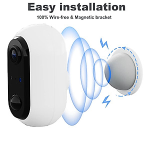 VENZ Outdoor Camera Wireless,1080P Battery Powered WiFi Cameras for Home Security,Magnetic Base,Siren Alarm, Night Vision,Motion Detection,2-Way TalkIP65 Waterproof,Cloud/SD Storage