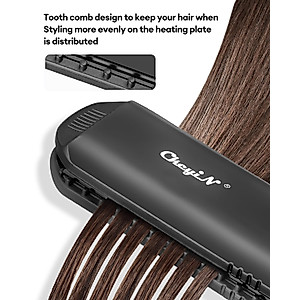 Hair Crimper, Crimping Irons Hair Straightener Flat Iron with 4 Interchangeable Tourmaline Ceramic Plate Adjustable Temperature for All Hair Type