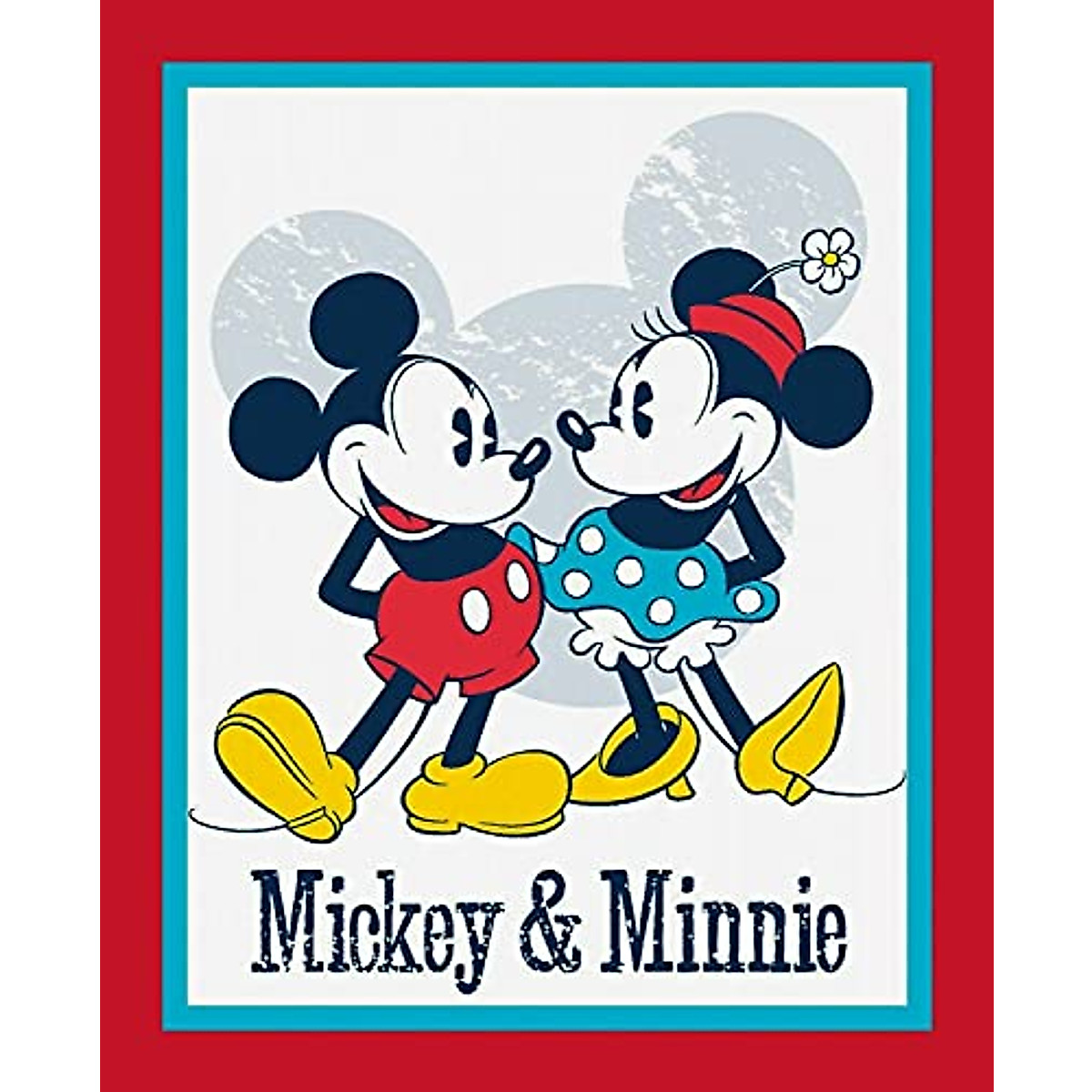 Mickey & Minnie Mouse Retro Cotton Fabric Panel (Great for Quilting, Sewing, Craft Projects, a Child's Quilt & More) 44" x 35" Wide