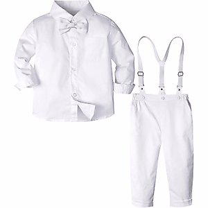 A&J DESIGN Baptism Outfits for Boys Toddler Christening Clothing Formal Gentleman Dress Suit 4-5T White