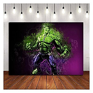 Cartoon Hulk Super Hero Photography Background Great Hulk Photo Backdrops for Baby Shower Children's Birthday Party Photo Booth Studio Props 5x3ft