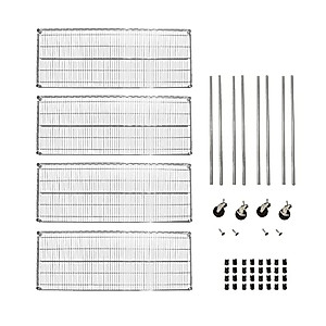 Seville Classics UltraDurable Heavy Duty NSF Solid Steel Wire Rack Storage Unit, Organizer for Garage, Warehouse, Office, Restaurant, Classroom, Kitchen, Steel, 4-Tier Shelving, 60" W x 24" D