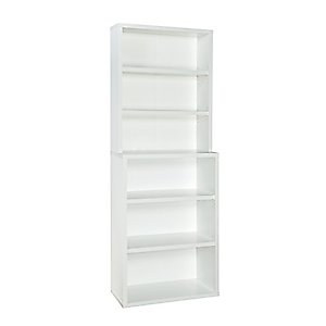 ClosetMaid Bookshelf with 6 Shelf Tiers, Adjustable Shelves, Tall Bookcase Hutch, Sturdy Wood With Closed Back Panel, White Finish