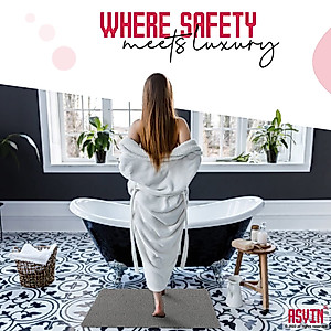 Asvin Soft Textured Bath, Shower, Tub Mat, 24x16 Inch, Phthalate Free, Non Slip Comfort Bathtub Mats with Drain, PVC Loofah Bathroom Mats for Wet Areas, Quick Drying