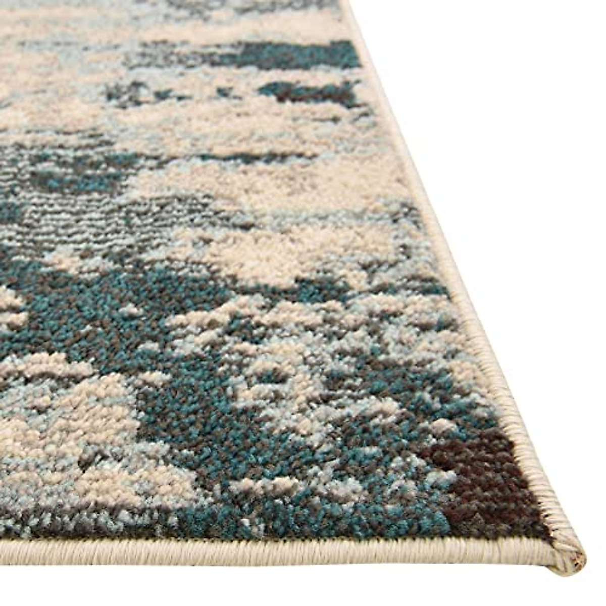 Unique Loom Estrella Collection Modern, Abstract, Watercolor, Contemporary Area Rug, 3 ft 3 in x 5 ft 3 in, Light Blue/Beige