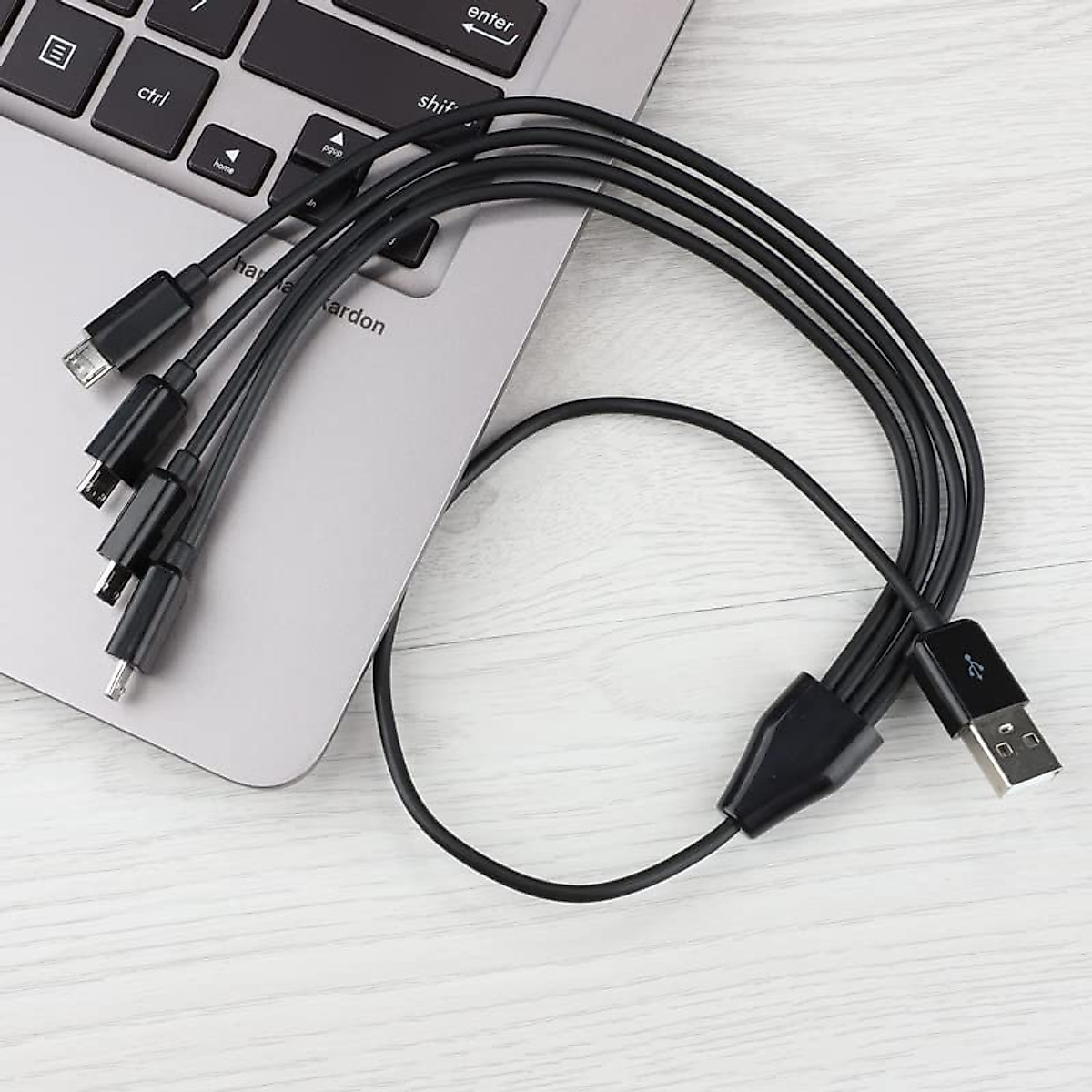 Micro USB Splitter Cable, Micro USB Multi Charging Cable, [4 in 1] Multi Micro USB Charger Cable, USB 2.0 Type A Male to Four Micro USB Male Adapter Support Both Data Sync and Charge (1.64ft, Black)