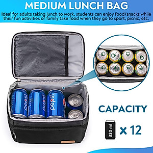 Insulated Lunch Bag with 2 Pcs Ice Packs for Lunch Bags – Waterproof Leakproof Lunch Bag for Women and Man – Heavy Duty Polyester Meal Prep Lunch Box for Adults with Adjustable Shoulder Strap