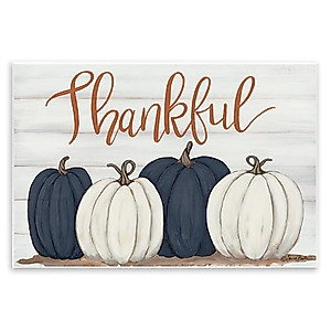 Stupell Industries Autumn Farm Pumpkin Harvest with Thankful Phrase Wall Plaque Art Design by Sarah Baker