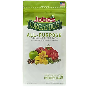 Jobe’s Organics Granular All Purpose Fertilizer, Easy Plant Care Fertilizer for Vegetables, Flowers, Shrubs, Trees, and Plants, 4 lbs Bag