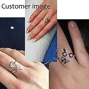 AOCHEE Fashion Lightning Scar Glasses Triangle Open Adjustable Ring for Women Girls (Gold)