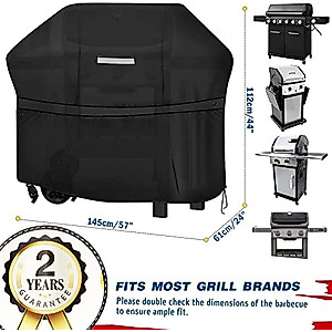 Grill Cover, BBQ Cover 58 inch, Waterproof BBQ Grill Cover,UV Resistant Barbecue Gas Grill Cover,Durable, Rip Resistant, Barbecue Grill Covers for Grills of Weber Char-Broil,Brinkmann (Black)