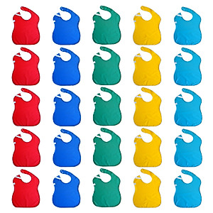 Toppy Toddler Waterproof Baby Bibs in Bulk with Snaps. Big Size. Wholesale 25-pack