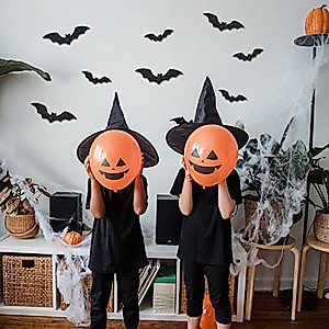 AIEX 20pcs Halloween Bat Stickers, with Glue Points Glitter Felt Cloth Bat Decor Halloween Bat Decorations for Room Home Indoor Wall Halloween Party (2 Sizes)