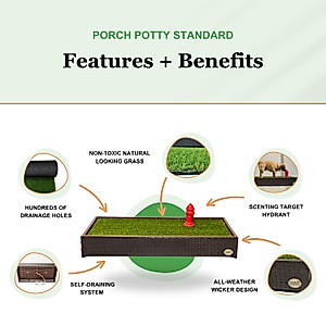 Porch Potty Standard, Self-Draining Dog Potty with Premium Artificial Dog Grass Pads for Potty Training, Indoor/Outdoor Use, Perfect for Apartments, Balconies, & Patios
