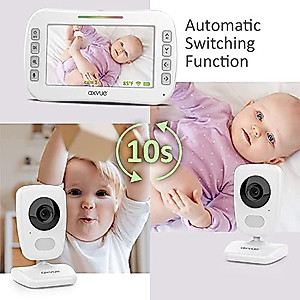 Axvue Video Baby Monitor, Comfortable Slim Design Handheld Enclosure, 5.0" Screen Monitor & 2 Camera, Range up to 1000ft, 8 Hour Battery Life, 2-Way Talk, Night Vision, Temperature Monitor, No WiFi.