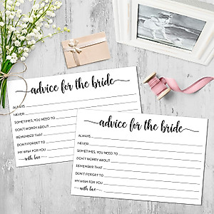 321Done Advice for the Bride, Made in USA - 4x6 White, Fun Bridal Shower Game, Keepsake, Guestbook Alternative, Thick Luxury Card Stock with Modern Stylish Calligraphy Script Design - 50 Cards