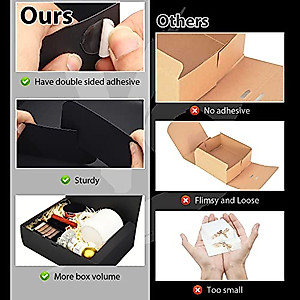 SWANGSA 16 Set Gift Boxes with Lids, 10.6''x8''x3'' Black Kraft Paper Gift Boxes For Presents, Bridesmaid Proposal Box with Ribbon and 70pcs Adhesive Dots,for Wedding, Packaging, Present, Birthday, Cupcake Boxes