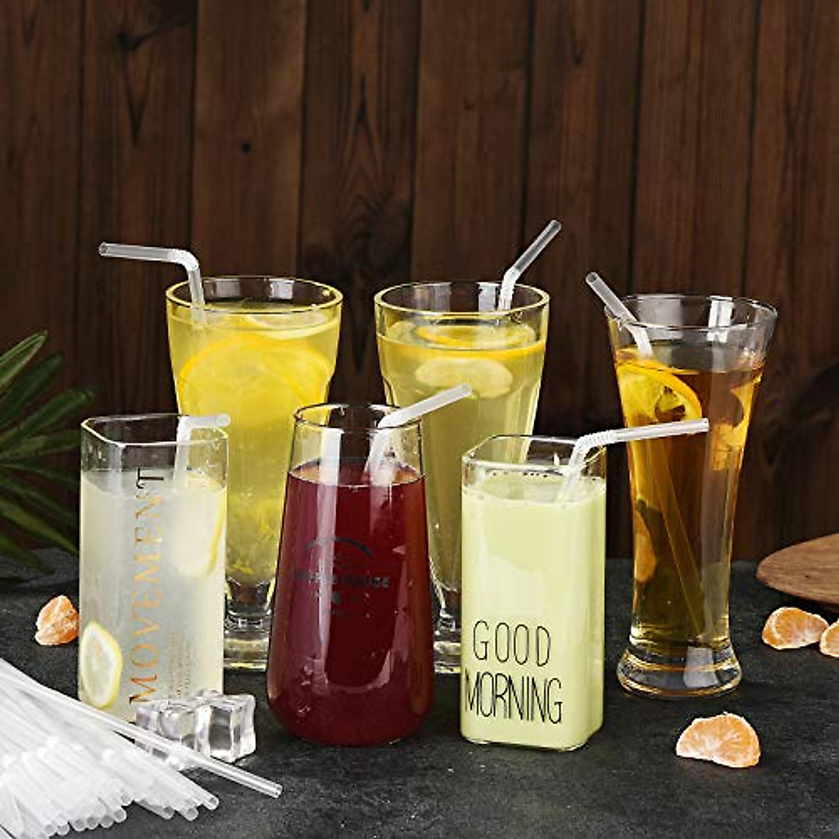 ALINK 500-Pack Clear Flexible Drinking Straws, Plastic Disposable Bendy Straws - 7.75" x 0.23"