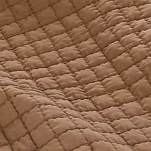 Nate Home by Nate Berkus Solid All-Season Cotton Textured Quilt Set | Breathable and Comfortable Bedding from mDesign - Full/Queen Size - 1 Quilt/2 Pillow Shams, Truffle (Brown)