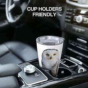 jshmgchw 3d Owl 20oz Tumbler, Car Cup With Lid And Straw, Spill-Proof, Stainless Steel Double Wall Vacuum Insulated Reusable Coffee Travel Mug, For Cold Drinks, Hot Beverage