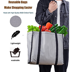 LONGTEAM Extra Large Reusable Foldable Shopping Bag, Fold Away Washable and Lightweight Shopper Bag with Reinforced Handles (3 Pack)