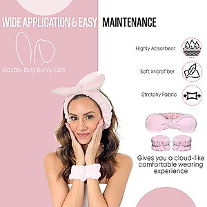 Gnarley Charley Blush Spa Headband and Wristband Set - Women's Hair Accessory for Securing Hair - Universal Stretch Fit Design - Wide Application & Easy Maintenance