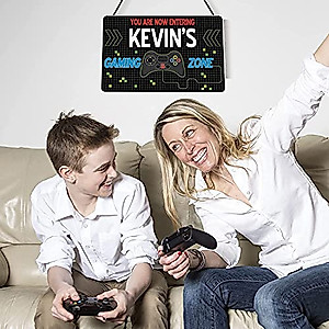 JZDKJN Personalized Gaming Zone Metal Sign, Game Room Sign, Video Game Decor, Gaming Gifts, Gamer Gifts, Teenage Boys Room Decor