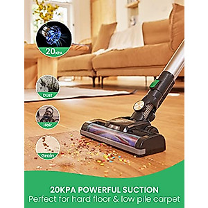 Vactidy Cordless Vacuum Cleaner, Lightweight Stick Vacuum with 20Kpa Suction, Detachable Battery, Max 35mins Runtime, 6 in 1 Handheld Vacuum Cordless for Hard Floor Carpet Pet Hair