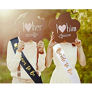 Docooniver Bride to be&Groom to be 2 Pack Sash for Bridal Shower,Bachelorette Party Sash,Bridal Shower Favors and Decorations.(White&Black)