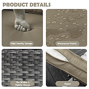 TIMWNER 3-Piece Swivel Rocker Wicker Chair Set of 2 ，360-Degree Rocking Chairs Outdoor with Cushions，Glass Table for Garden,Backyard, Bistro.Brown